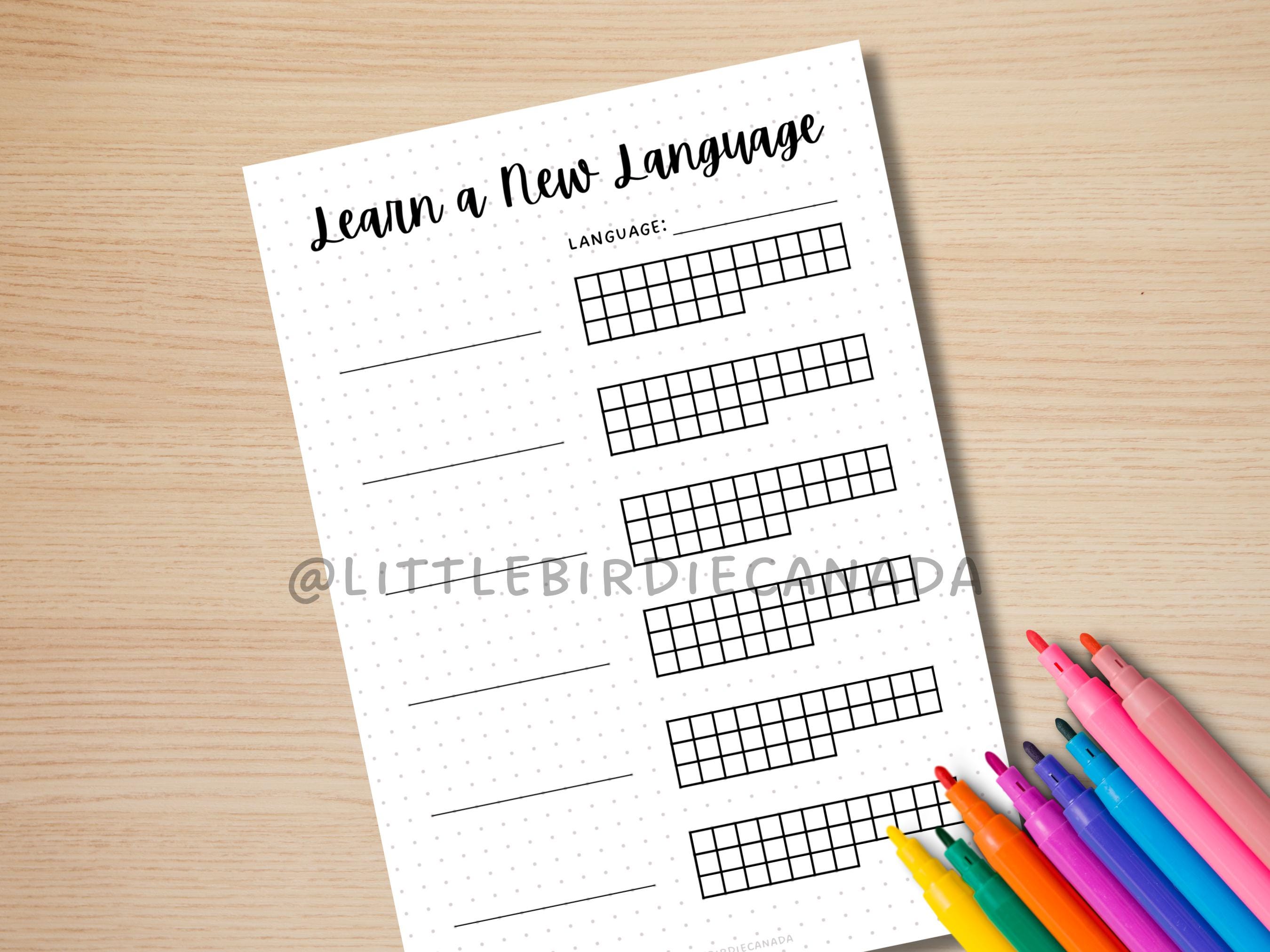 Learn A New Language - PRINTABLE Journal Page - Language Worksheet ...