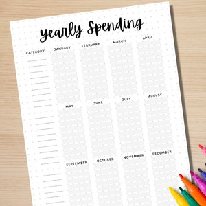 Yearly Spending Tracker - PRINTABLE Journal Page - Planner Page ...