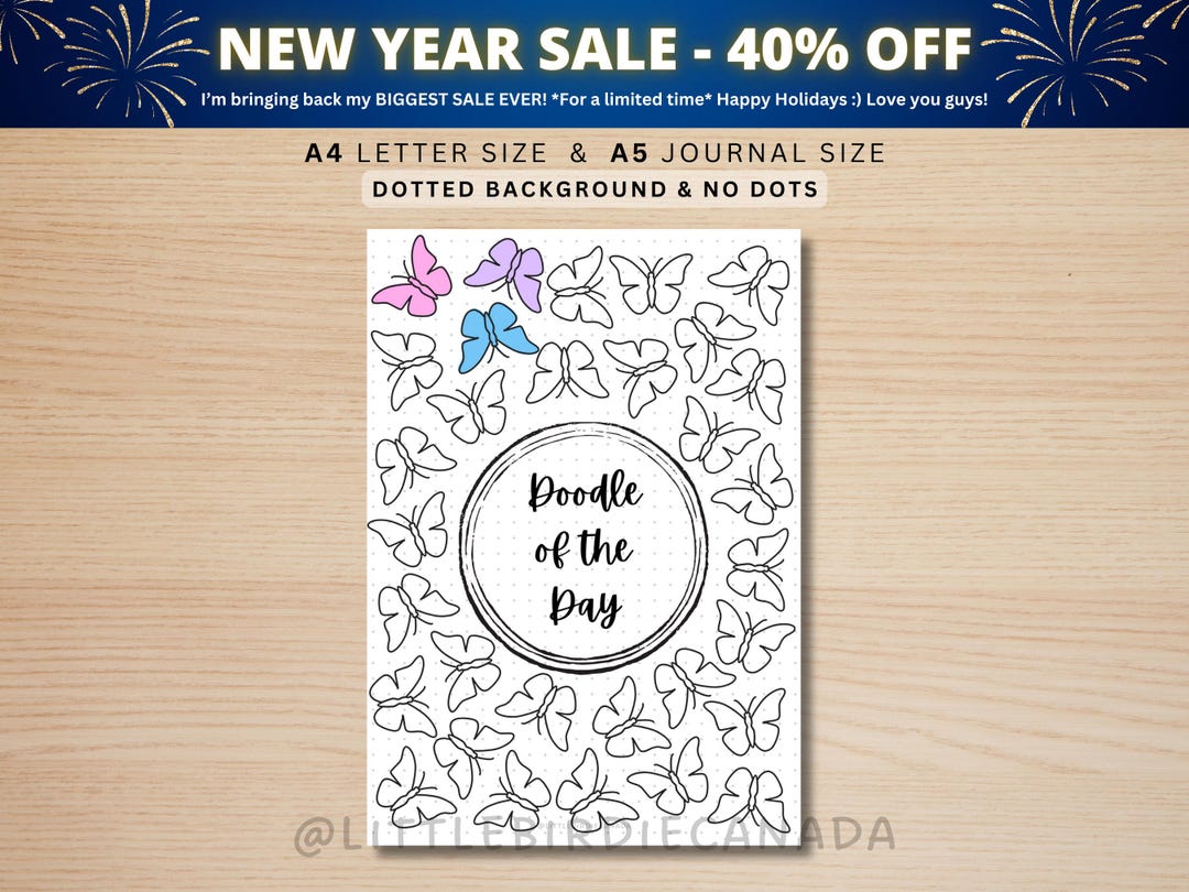 Butterfly Doodle of the Day PRINTABLE Journal Page Planner Page Drawing ...