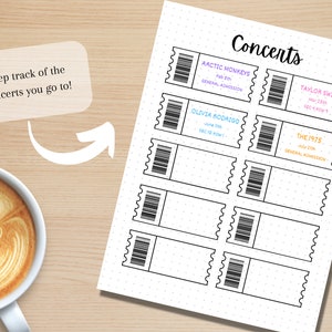 Concert Tracker - PRINTABLE Journal Page - Concert Log - Concert ...