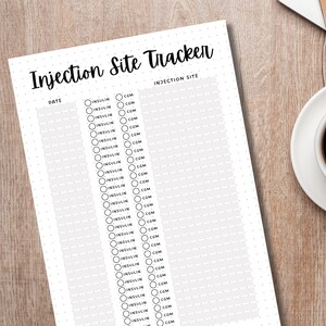 Injection Site Tracker PRINTABLE Journal Page Diabetic Tracker Diabetes ...