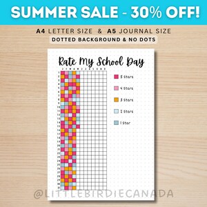 Rate My School Day - PRINTABLE Journal Page - Student Journal - Student ...