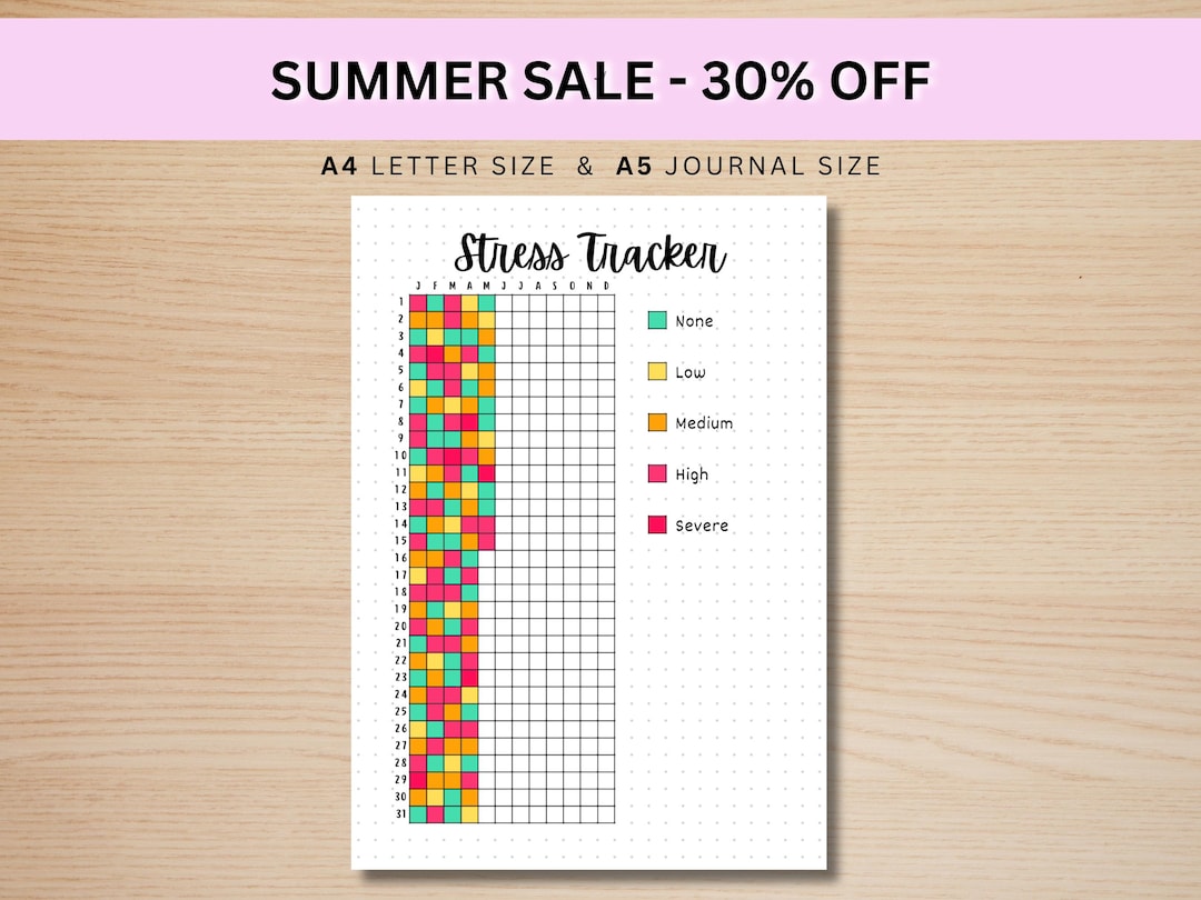 Stress Tracker PRINTABLE Journal Page Habit Tracker Anxiety Journal ...