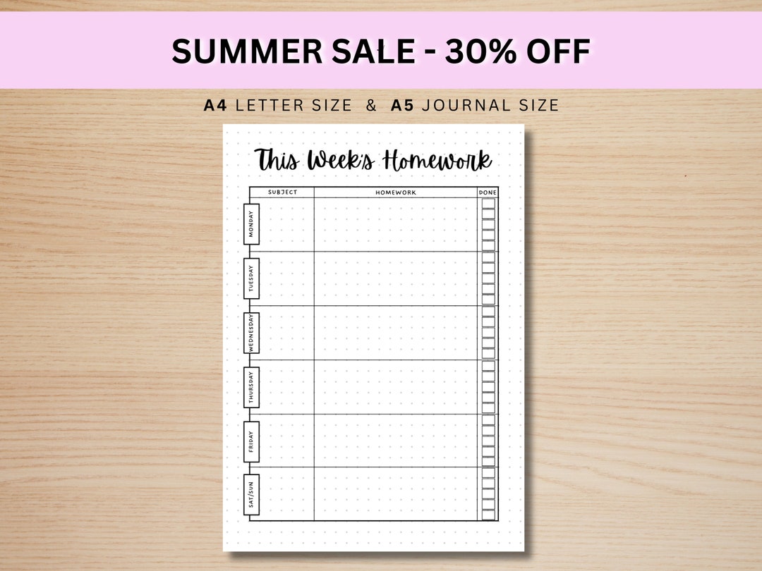Homework Tracker PRINTABLE Journal Page Student Journal Student Planner ...