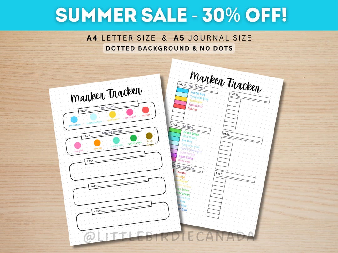 Marker Tracker - PRINTABLE Journal Page - Planner Page - Journal Color ...