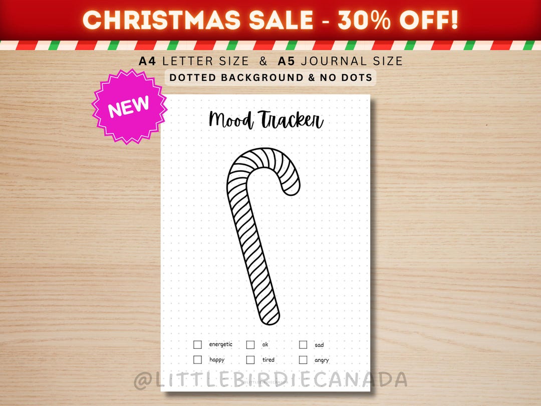 Candy Cane Mood Tracker - PRINTABLE Journal Page - Gifts & Bows Theme ...