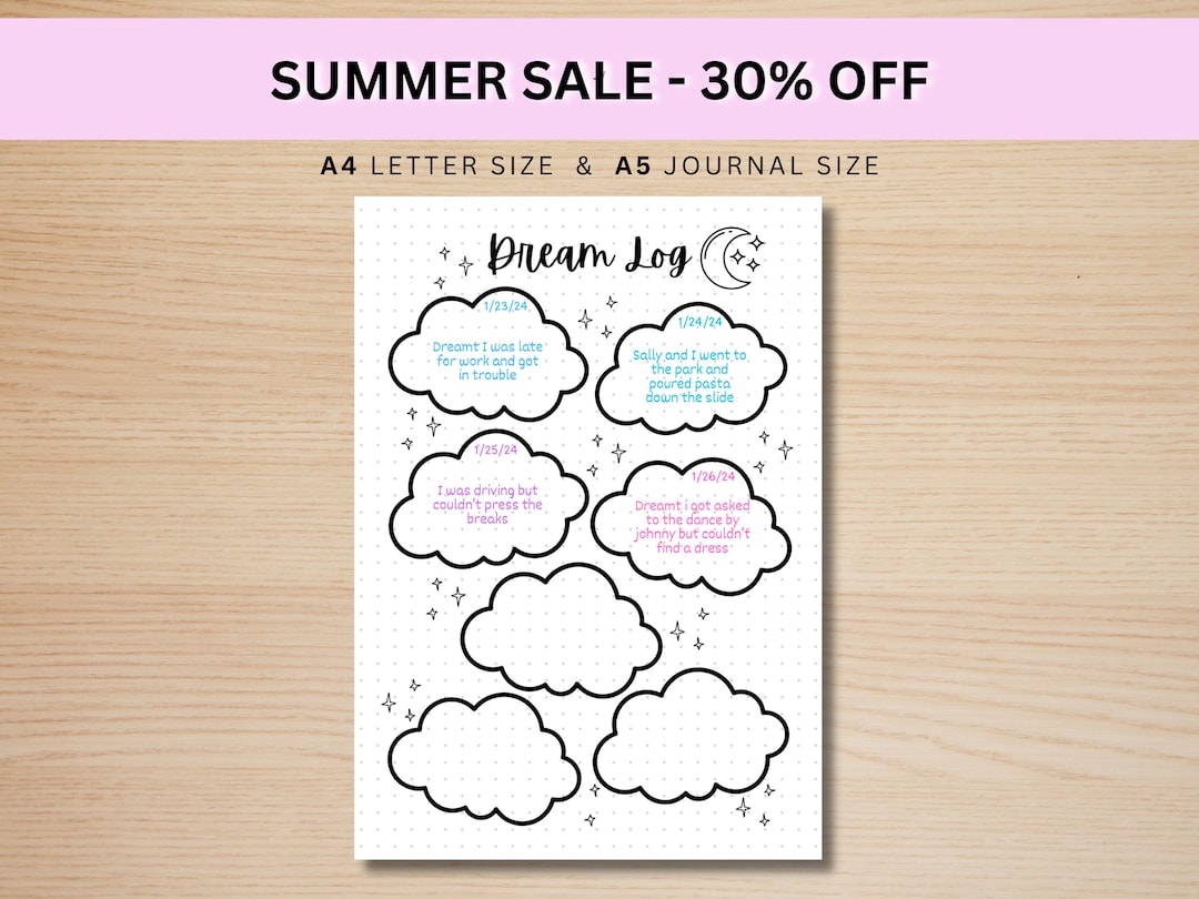 Dream Log PRINTABLE Journal Page Printable Planner Page Dream Journal ...