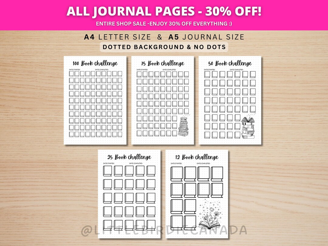 Reading Challenge Bundle - PRINTABLE Journal Page - Reading Tracker ...