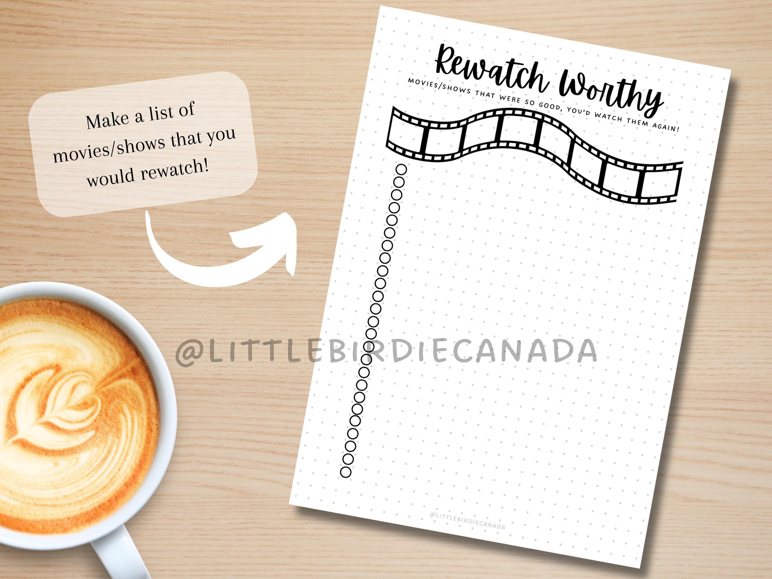 Rewatch Worthy - Movie Tracker - PRINTABLE Journal Page - Track Movies ...