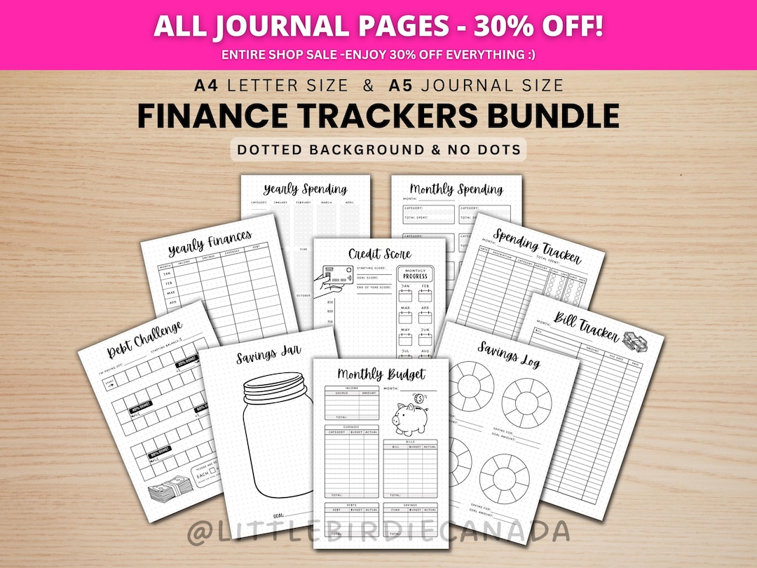 Finance Trackers Bundle - PRINTABLE Journal Pages - Digital Planner ...
