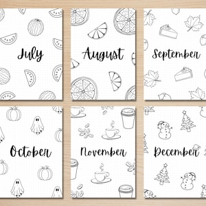 12 Month Title Pages - BUNDLE A - PRINTABLE Journal Page - Printable ...