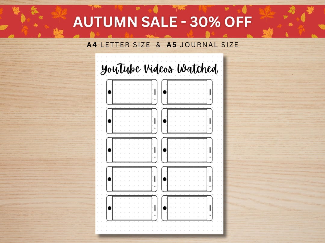 Youtube Tracker PRINTABLE Journal Page Planner Page Monthly Tracker ...