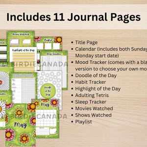 May Journal Bundle - Flowers - PRINTABLE Journal Pages - PRE-COLOURED ...