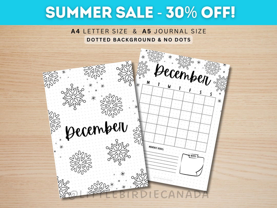 December Title Page - Snowflakes - December Calendar - PRINTABLE ...