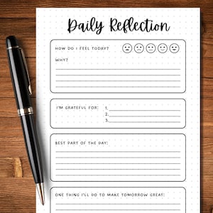Daily Reflection Journal - PRINTABLE Gratitude Journal Page - Planner ...