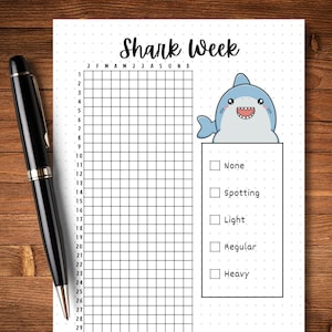 Shark Week - Period Tracker - PRINTABLE Journal Page - Planner Page ...
