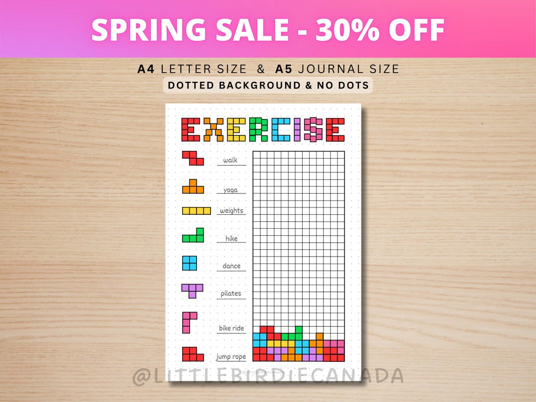 Exercising Tracker - PRINTABLE Journal Page - Monthly Tracker - Habit ...