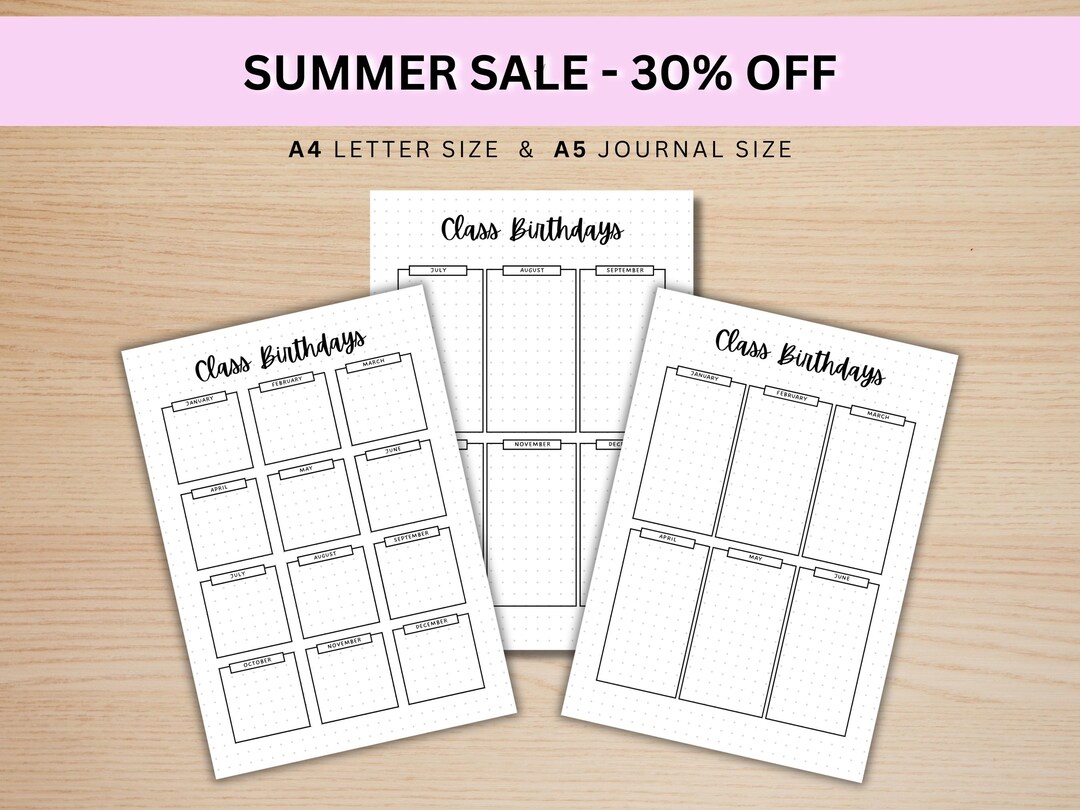 Class Birthday Tracker PRINTABLE Teacher Planner Page Birthday List ...