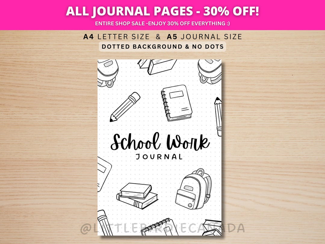 School Work Journal Title Page - PRINTABLE Journal Page - School Work ...