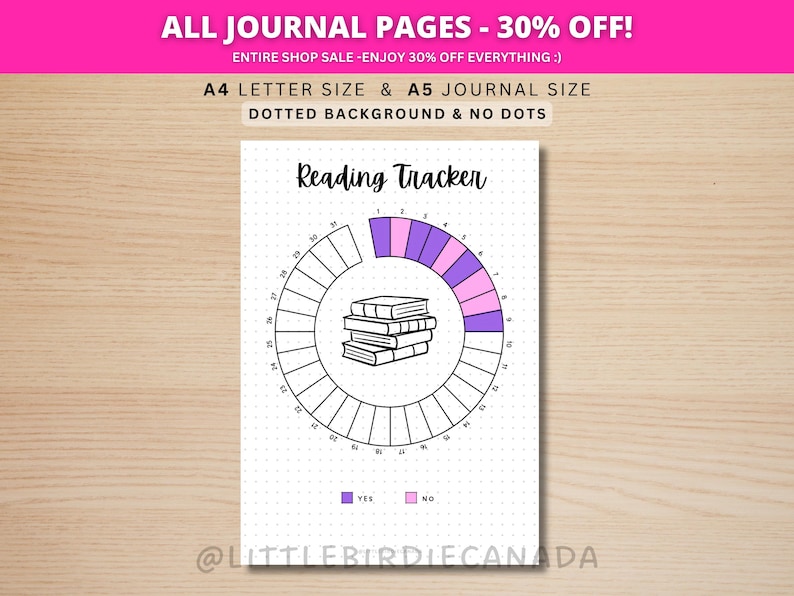 Reading Tracker - PRINTABLE Journal Page - Reading Challenge - Reading ...