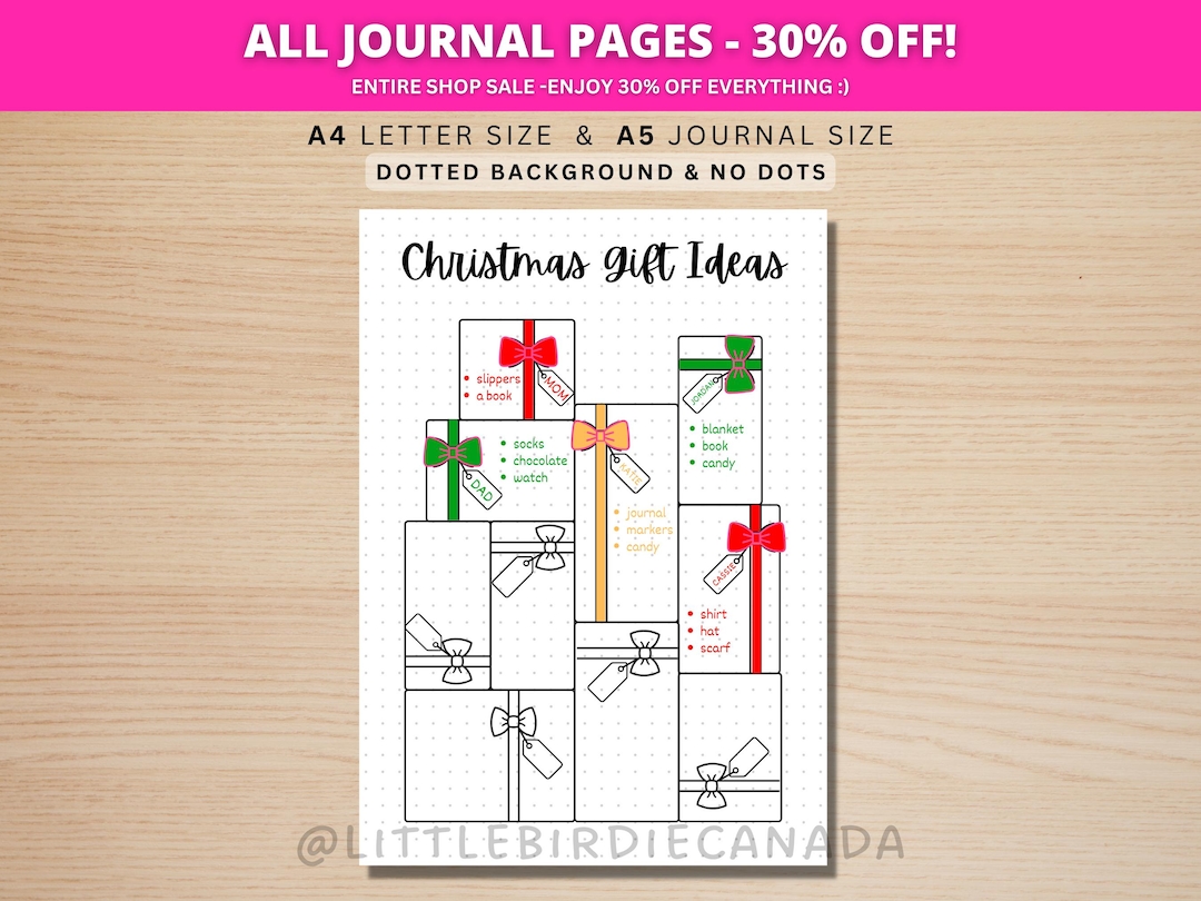 Christmas Gift List - Christmas Journal Page - Printable Journal Page ...