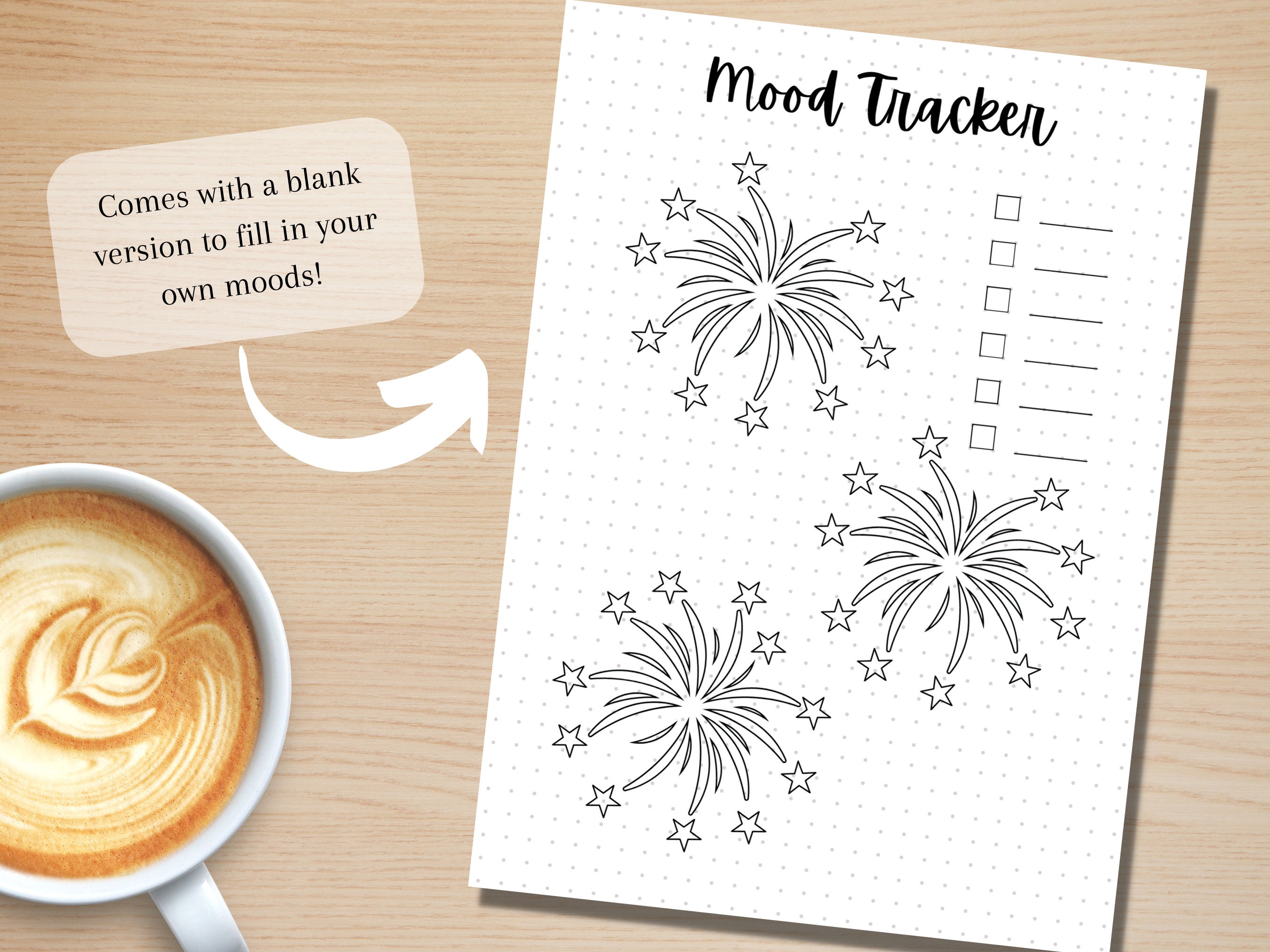 Fireworks Mood Tracker - PRINTABLE Journal Page - Planner Page - Daily ...