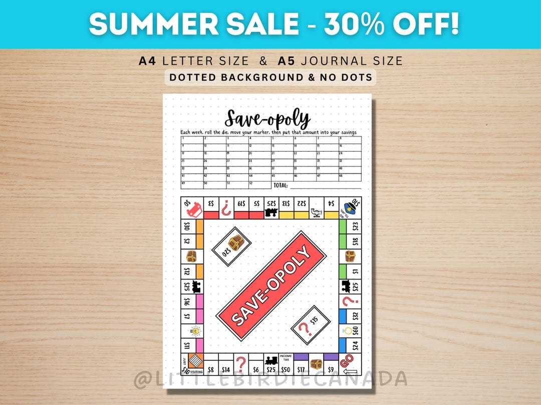 Saveopoly Savings Challenge - PRINTABLE Journal Page - Printable ...