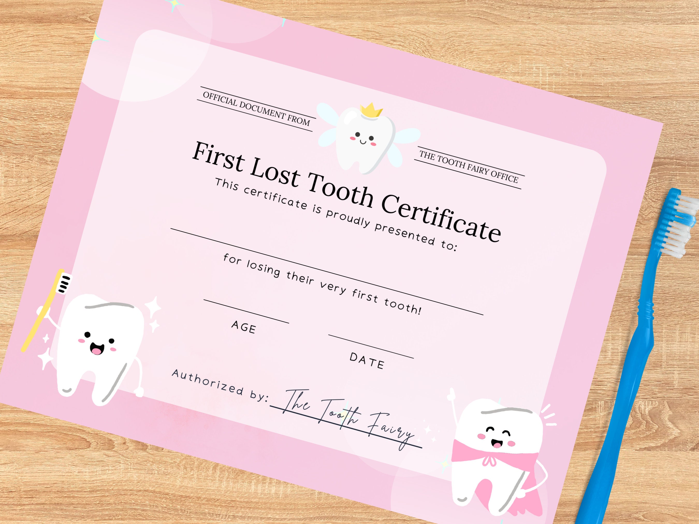 First Lost Tooth Certificate Tooth Fairy Award First Lost - Etsy