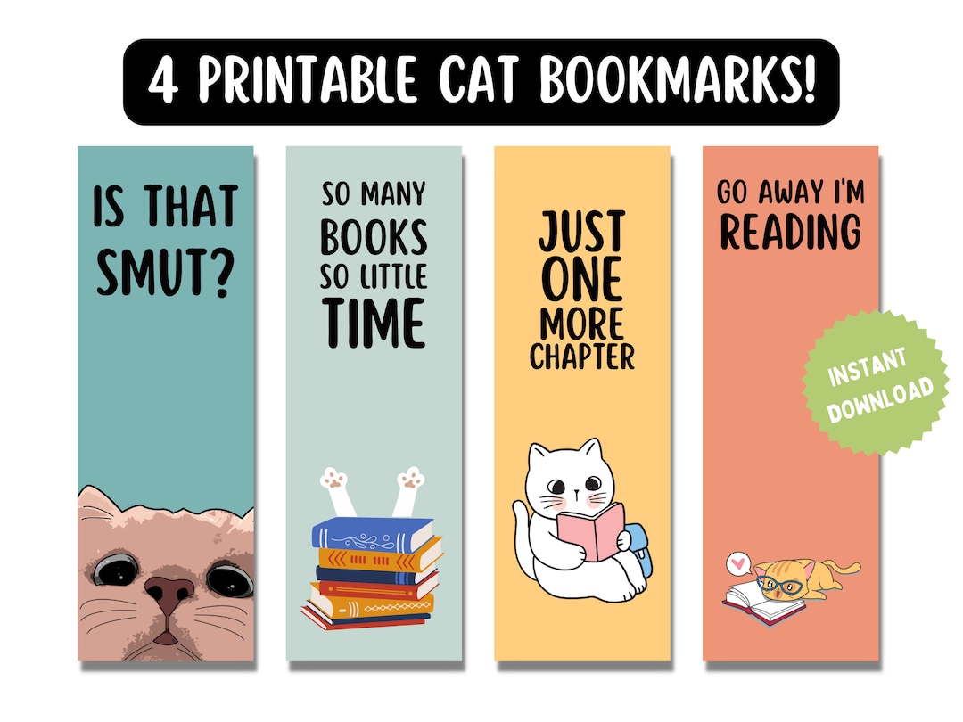 Printable Bookmark Smut Bookmark Printable Funny Bookmark Cat Bookmark ...