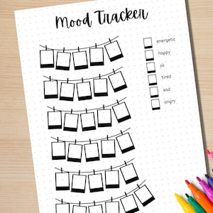 Polaroid Mood Tracker - PRINTABLE Journal Page - Planner Page ...