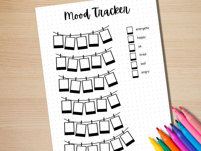 Polaroid Mood Tracker - PRINTABLE Journal Page - Planner Page ...