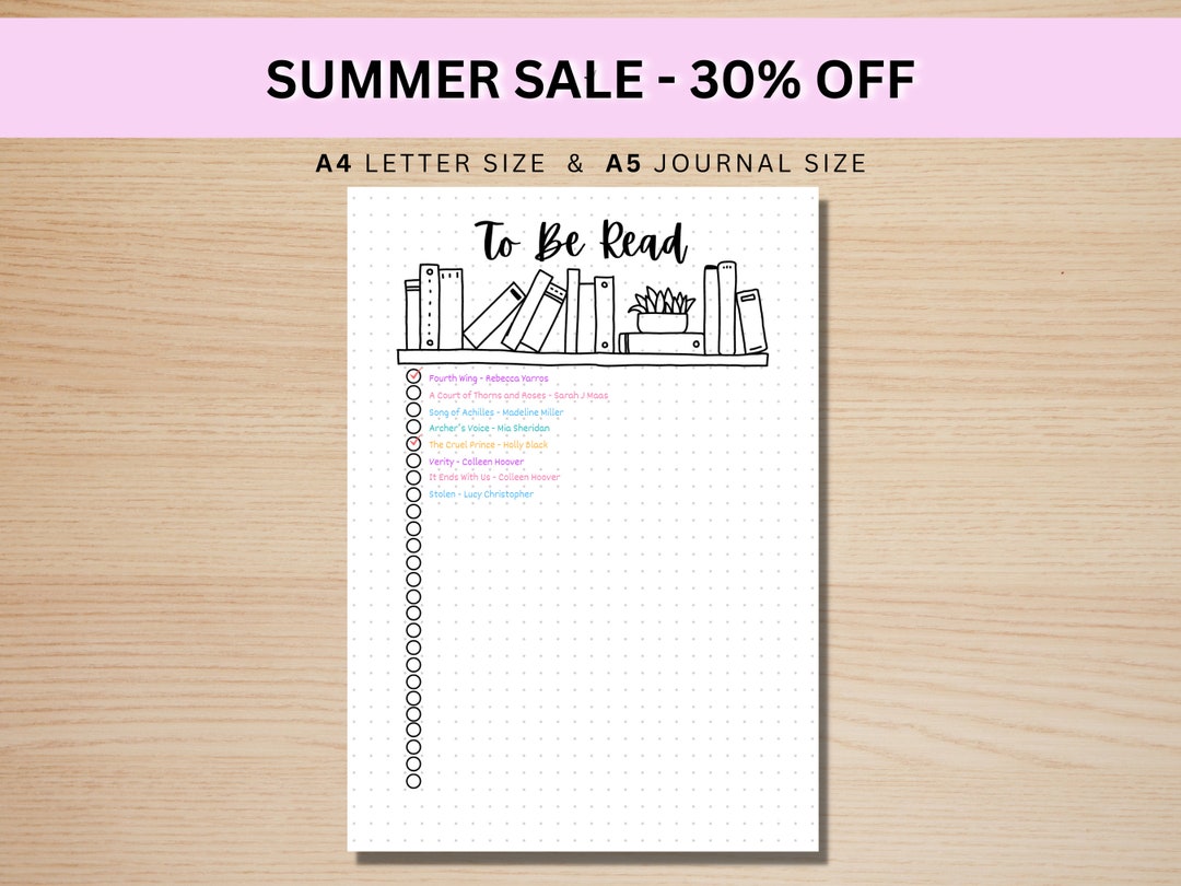 To Be Read TBR List PRINTABLE Journal Page Book Journal Page Book ...