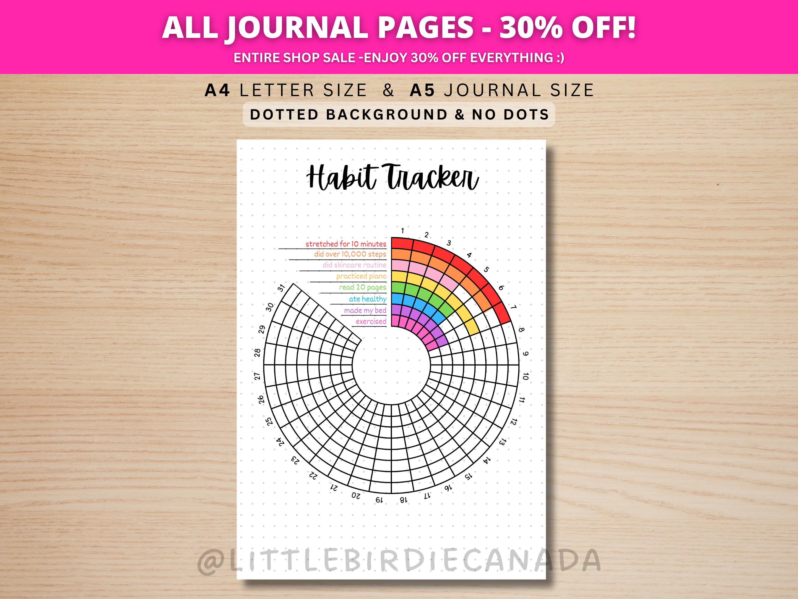 Habit Tracker - PRINTABLE Journal Page - Monthly Tracker - Monthly Goal ...