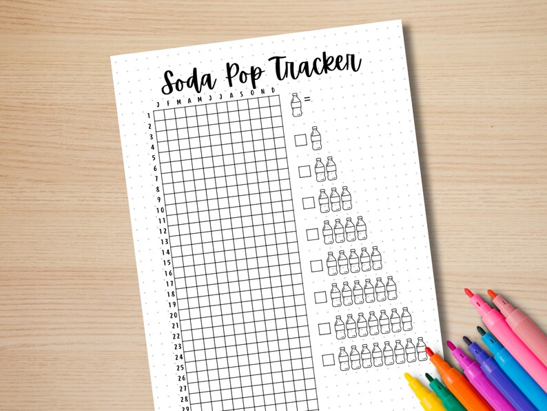 Soda Pop Tracker - PRINTABLE Journal Page - Health Tracker - Caffeine ...