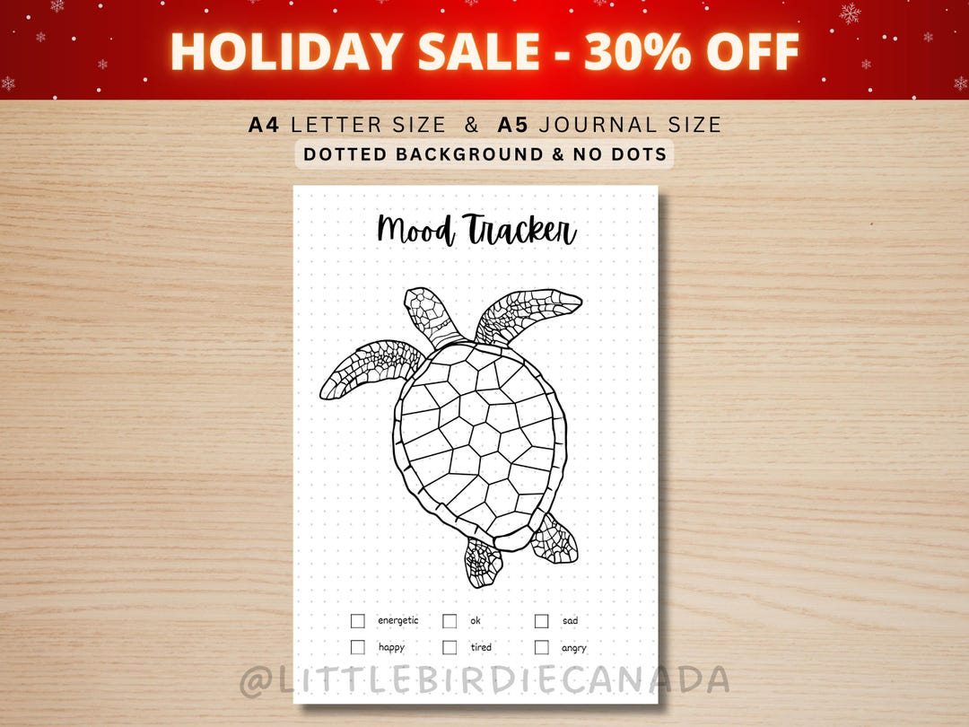 Turtle Mood Tracker PRINTABLE Journal Page Planner Page Feelings Tracker Daily Mood Tracker ...