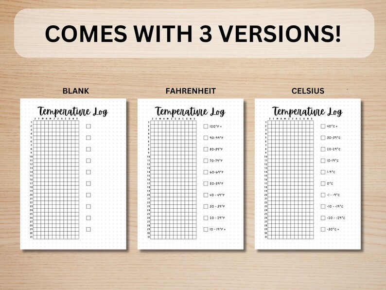 Temperature Log - PRINTABLE Journal Page - Planner Page - Temperature ...