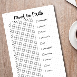 Mood in Pixels - PRINTABLE Journal Page - Planner Page - Daily Feelings ...