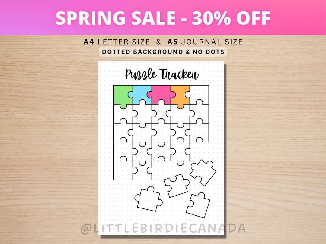 Puzzle Tracker - PRINTABLE Journal Page - Planner Page - Habit Tracker ...