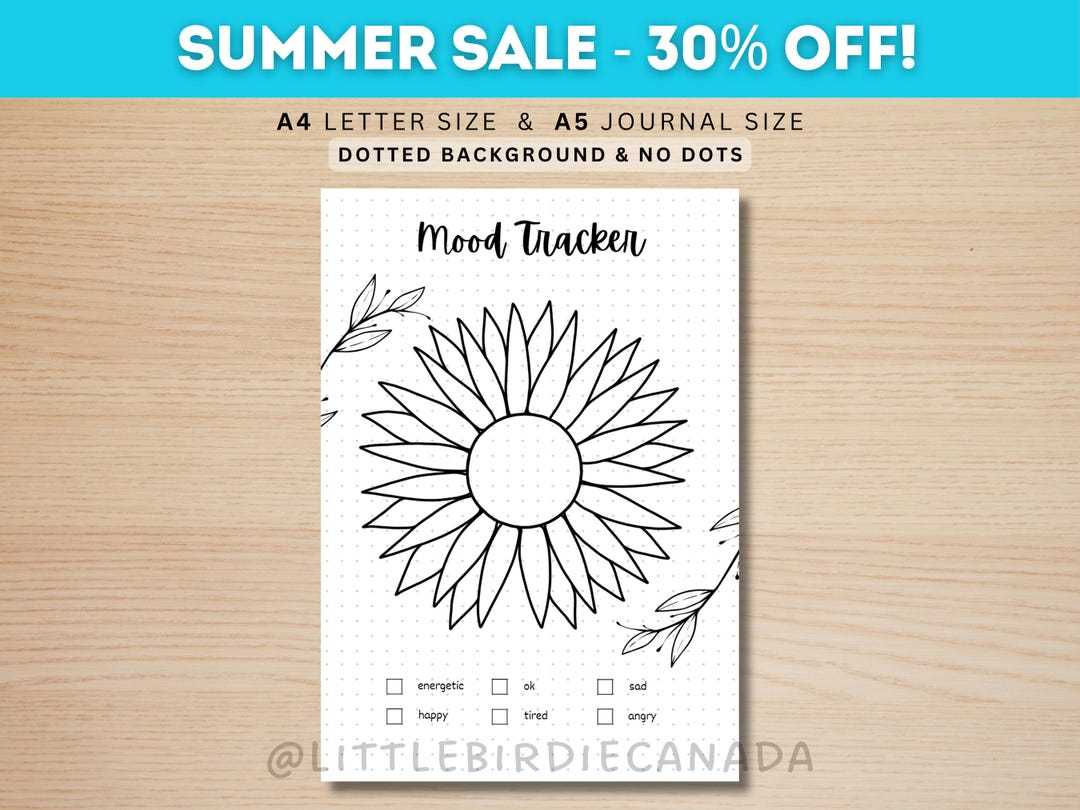 Sunflower Mood Tracker - PRINTABLE Journal Page - Planner Page ...