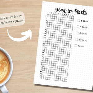 Year in Pixels PRINTABLE Journal Page Planner Page Daily Tracker Daily ...