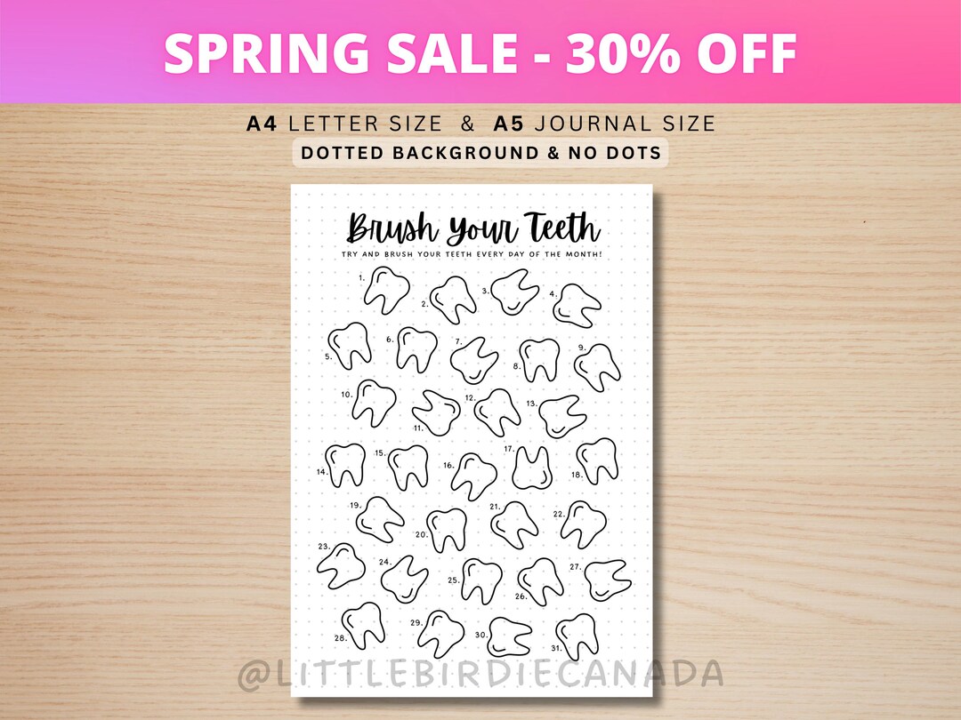Brush Your Teeth - PRINTABLE Journal Page - Kids Teeth Brushing Tracker ...
