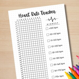 Heart Rate Tracker - PRINTABLE Journal Page - Heart Rate Monitor ...