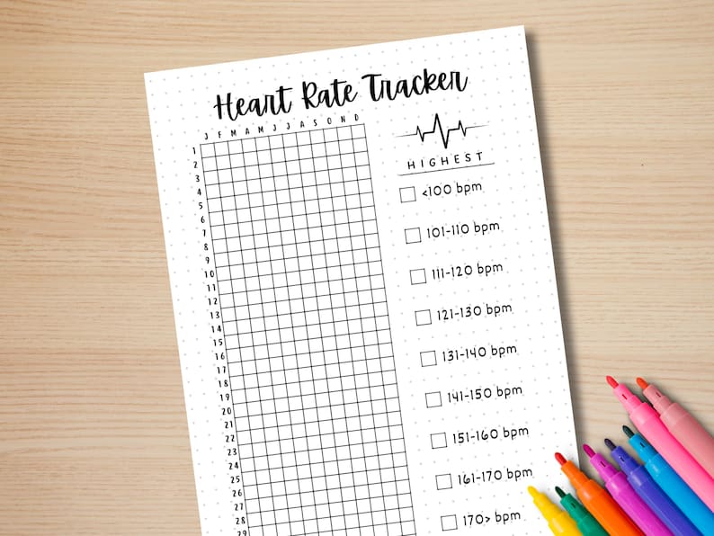 Heart Rate Tracker - PRINTABLE Journal Page - Heart Rate Monitor ...
