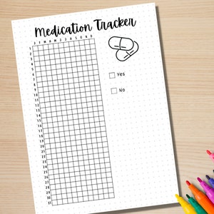 Medication Yearly Tracker A5 Journal Page PRINTABLE Tracker Medication ...