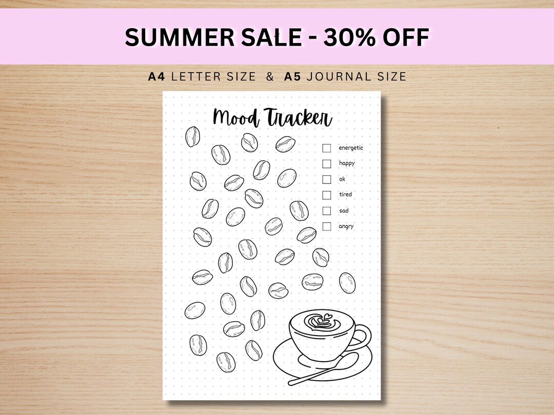 Coffee Bean Mood Tracker PRINTABLE Journal Page Planner Page Feelings ...