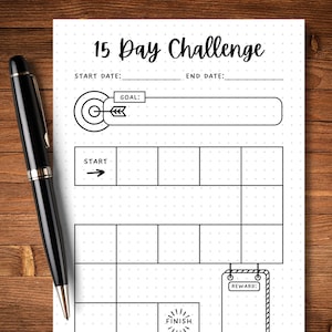 15 Day Challenge - PRINTABLE Journal Page - Choose Your Challenge - 15 ...