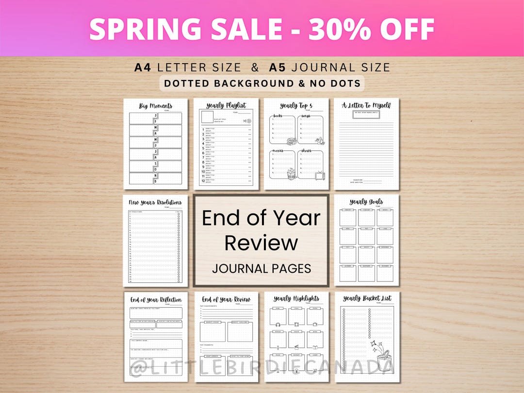 End of Year Review Bundle - PRINTABLE Journal Page - End of Year Review ...