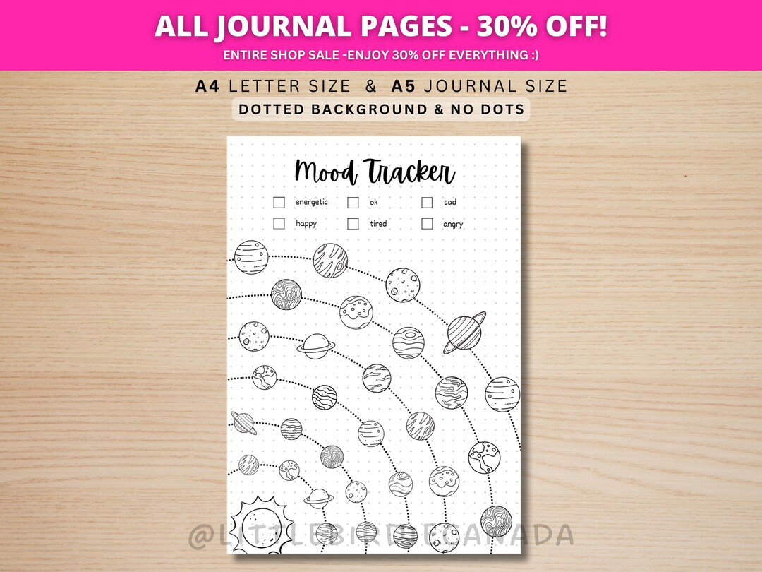 Space Mood Tracker - PRINTABLE Journal Page - Planner Page - Feelings ...
