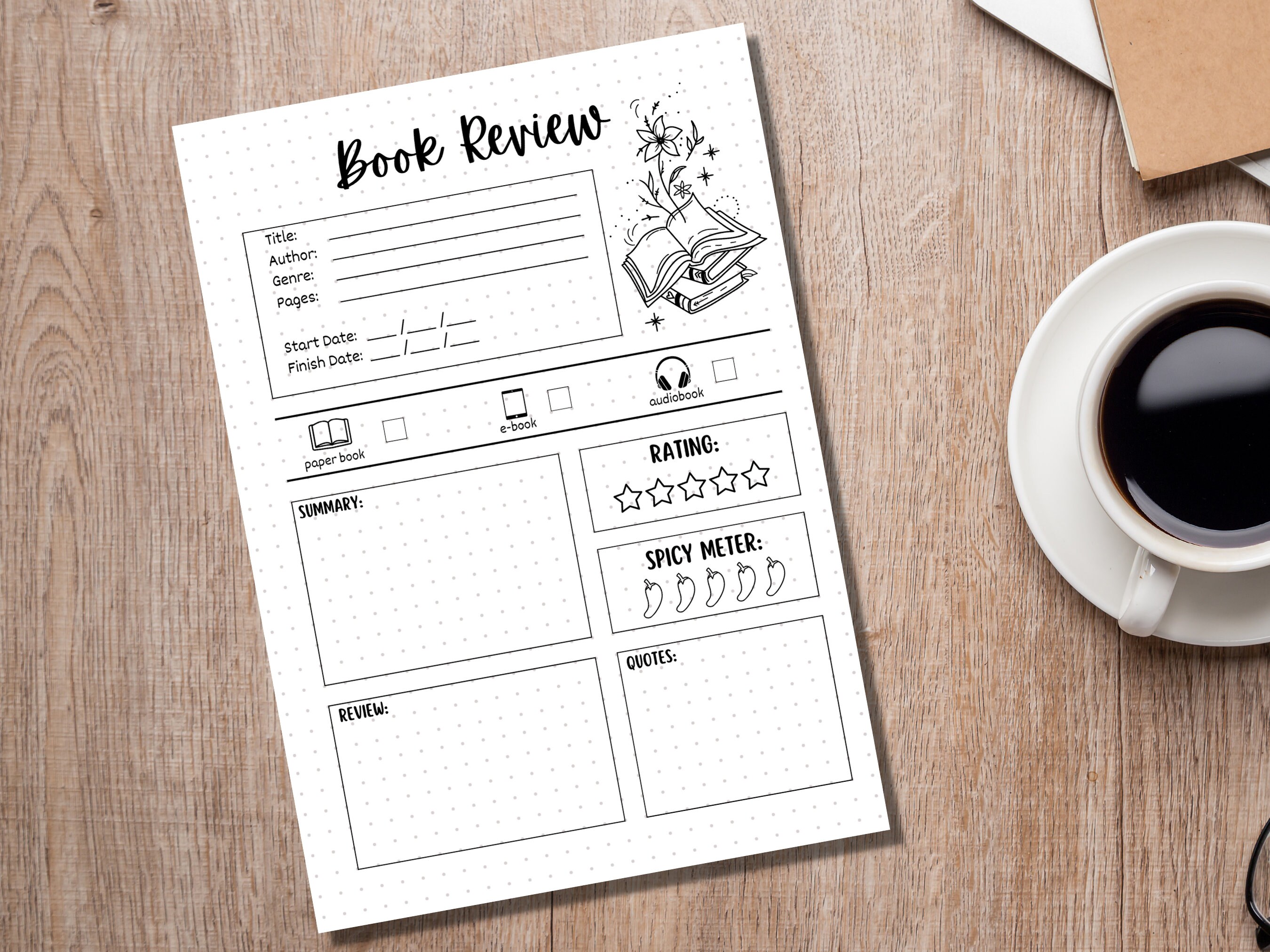 Book Review - PRINTABLE Journal Page - Planner Page - Bookclub Book ...