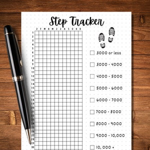 Step Tracker Yearly PRINTABLE Journal Page Planner Page Fitness Tracker ...
